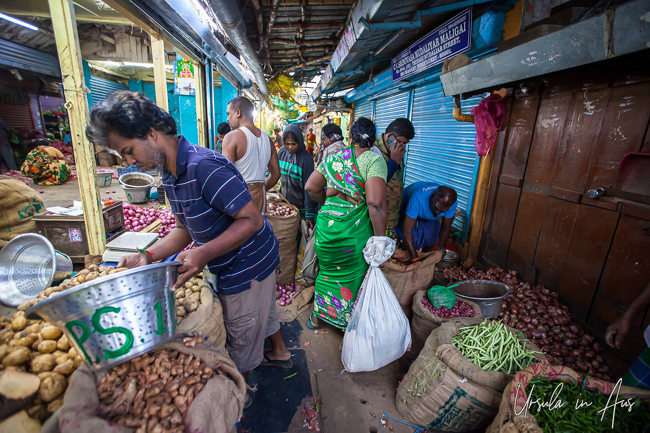 Morning in the Goubert Market and Old Streets of Pondicherry ...